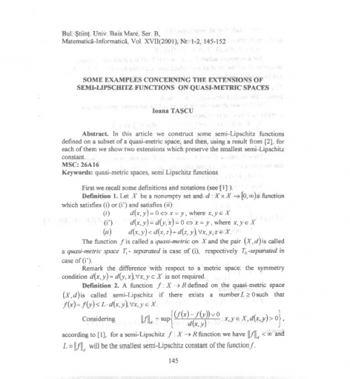 Some Examples Concerning The Extensions Of Semi Lipschitz Functions On Quasi Metric Spaces
