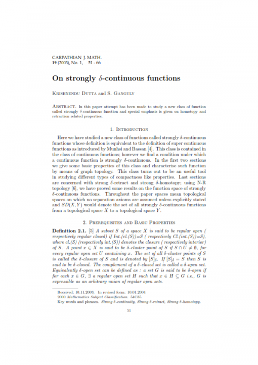 » On strongly δδ-continuous functions