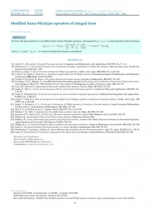 Modified Sz´asz Mirakjan Operators Of Integral Form