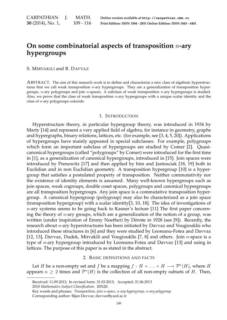 » On some combinatorial aspects of transposition n-ary hypergroups
