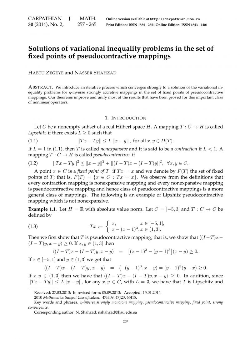 Solutions Of Variational Inequality Problems In The Set Of Fixed Points Of Pseudocontractive