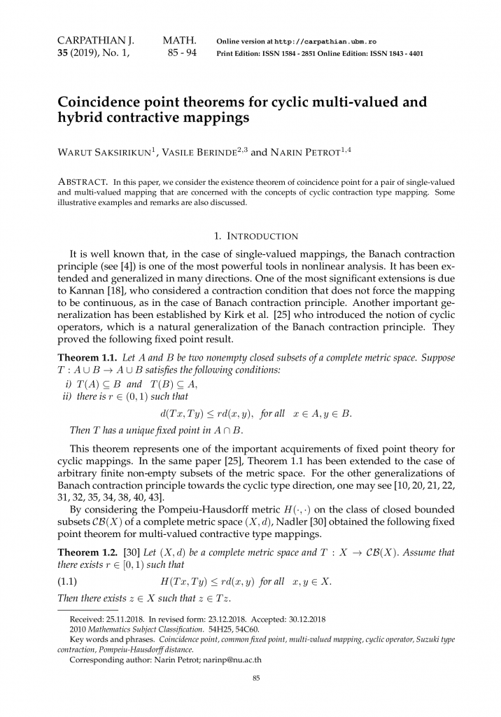 Coincidence point theorems for cyclic multi-valued and hybrid ...
