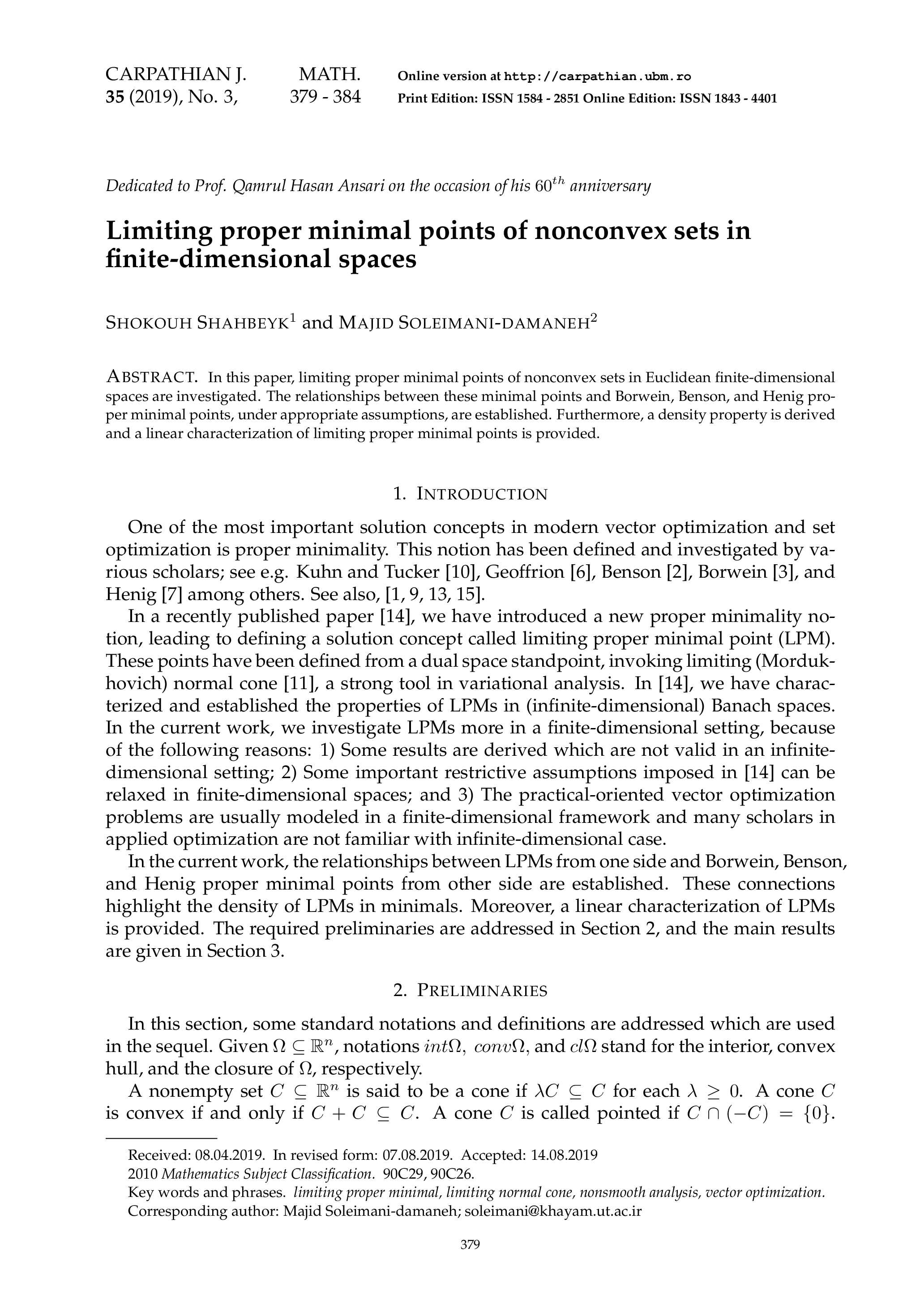 Limiting Proper Minimal Points Of Nonconvex Sets In Finite Dimensional Spaces