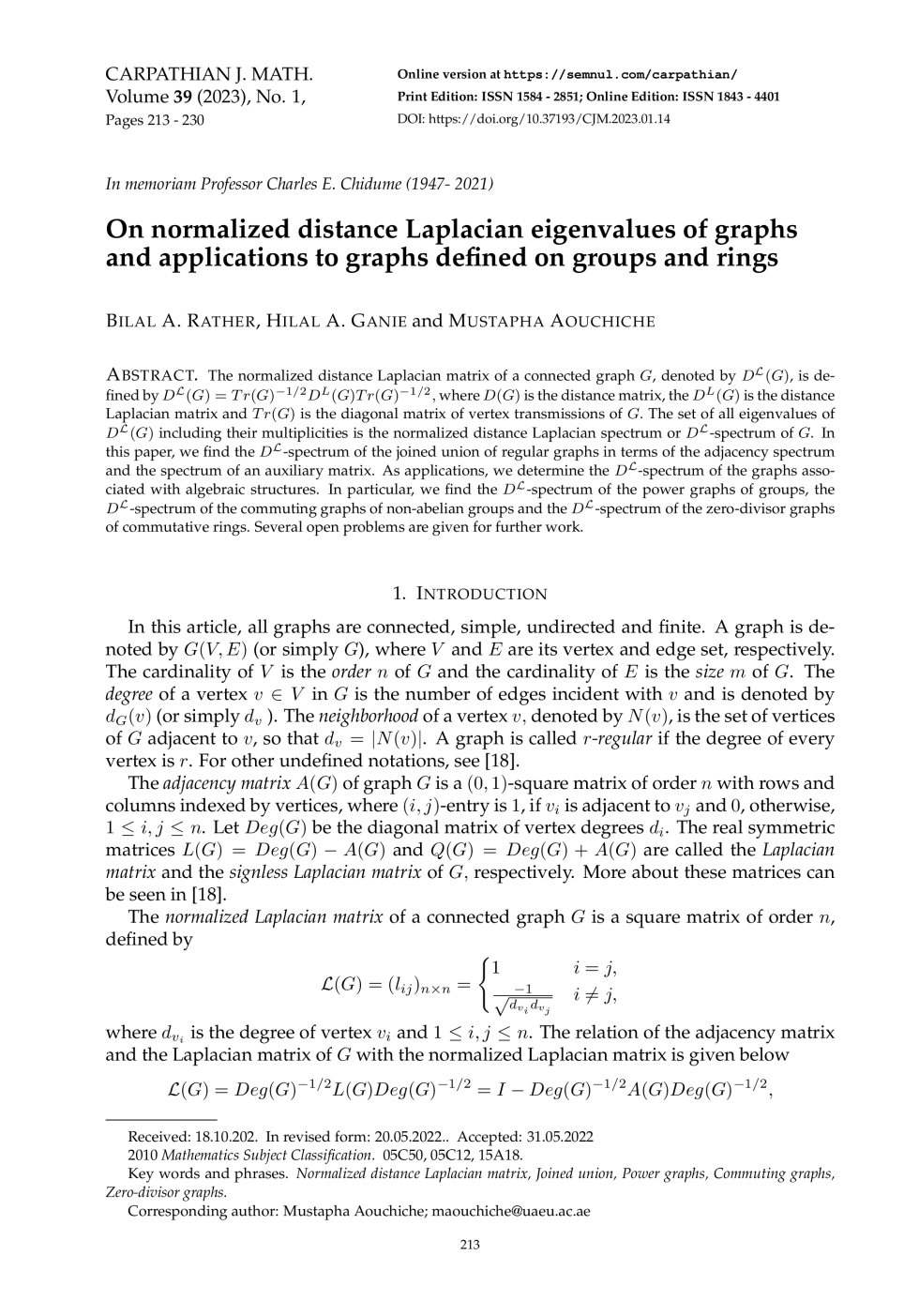 » On normalized distance Laplacian eigenvalues of graphs and applications to graphs defined on ...