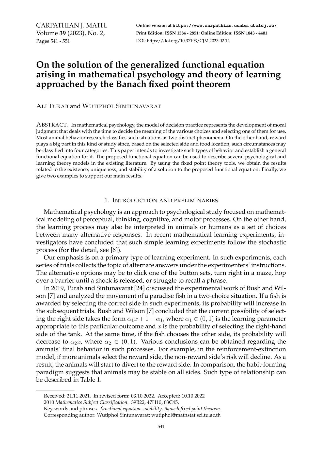 On The Solution Of The Generalized Functional Equation Arising In Mathematical Psychology And