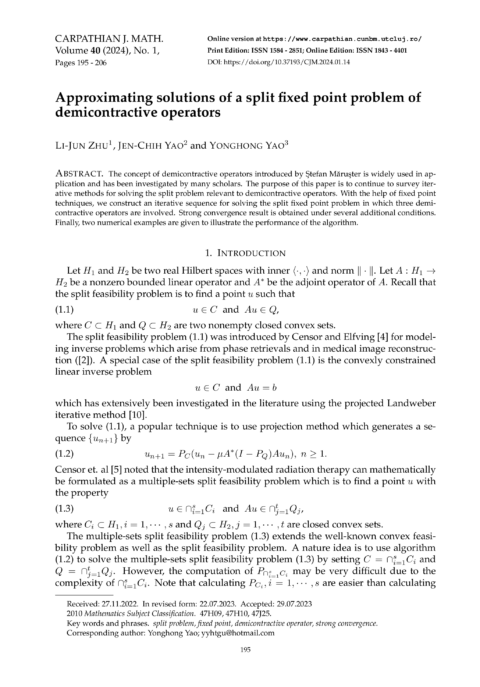 » Approximating solutions of a split fixed point problem of demicontractive operators