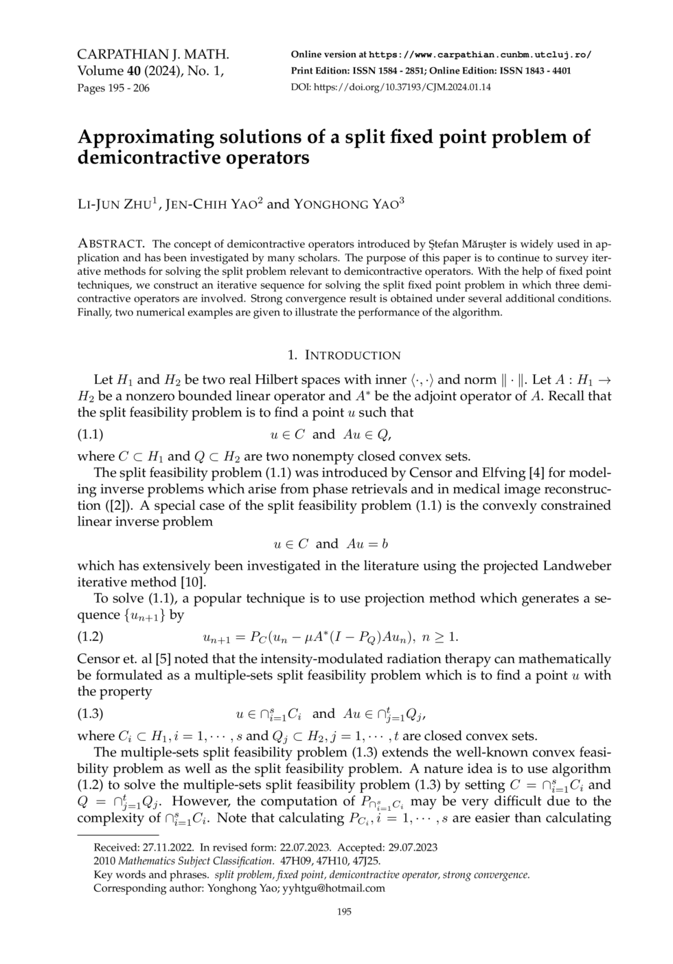 » Approximating solutions of a split fixed point problem of demicontractive operators