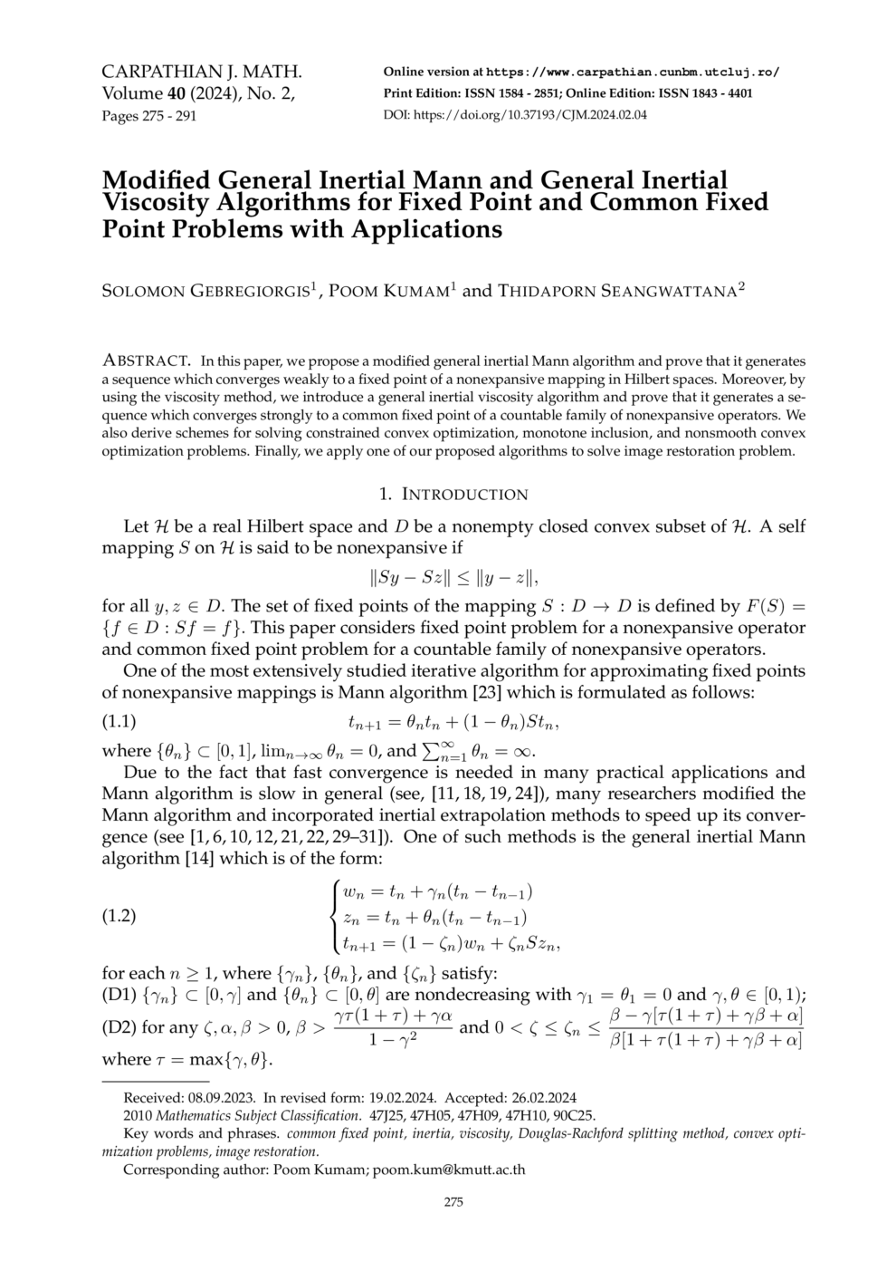 » Modified General Inertial Mann and General Inertial Viscosity ... » Modified General Inertial Mann and General Inertial Viscosity ...