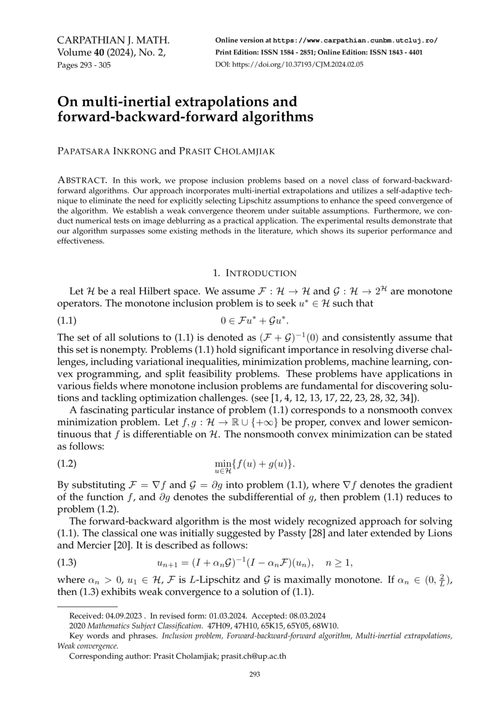 On Multi Inertial Extrapolations And Forward Backward Forward Algorithms