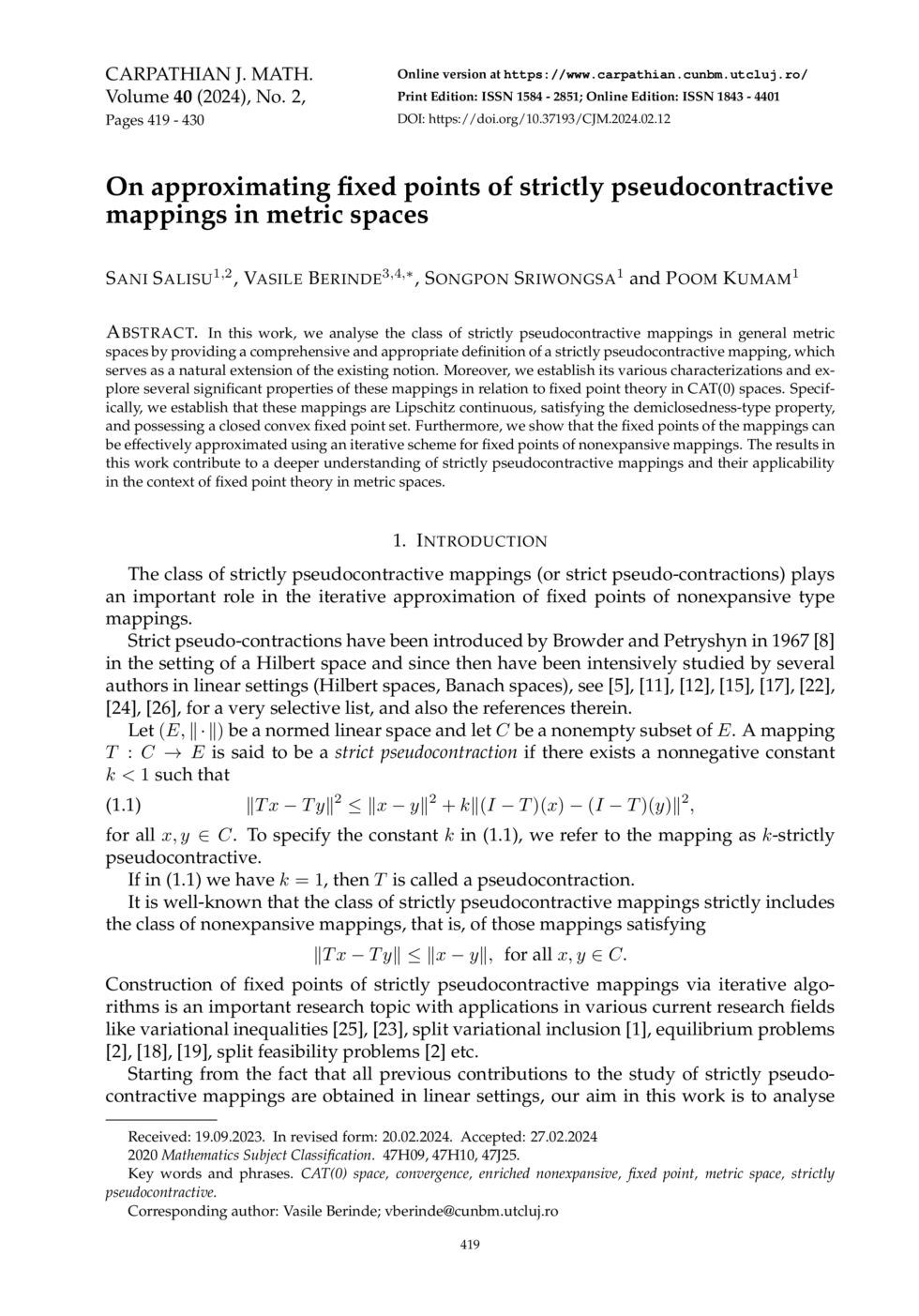 » On approximating fixed points of strictly pseudocontractive mappings in metric spaces