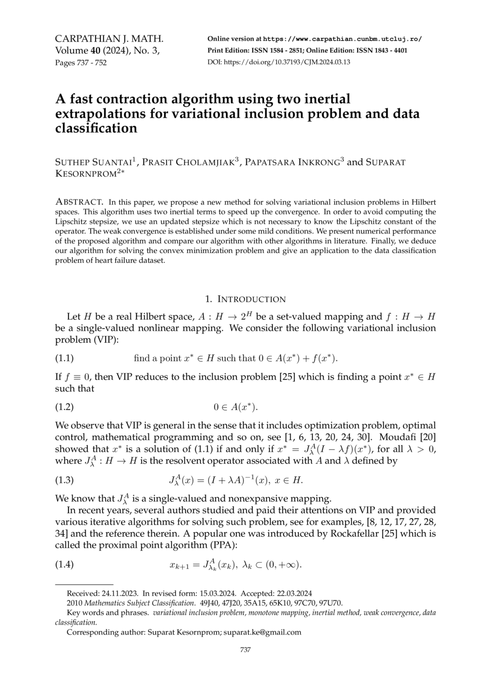 » A fast contraction algorithm using two inertial extrapolations for variational inclusion ...
