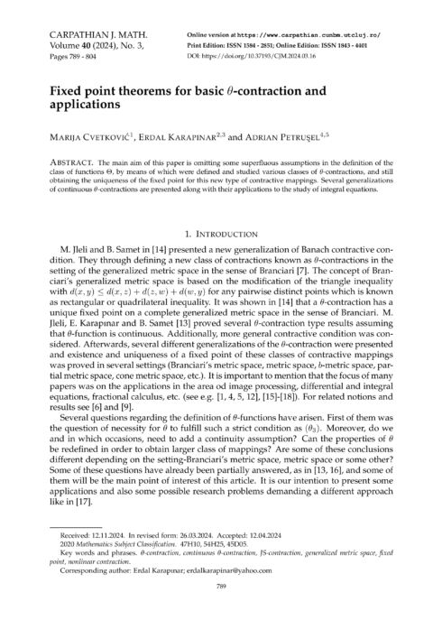 » Fixed point theorems for basic θ-contraction and applications