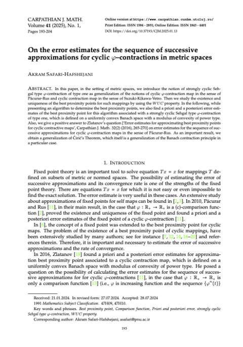 On the error estimates for the sequence of successive approximations ...