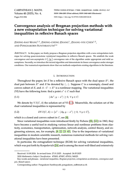 » Convergence analysis of Bregman projection methods with a new extrapolation technique for ...