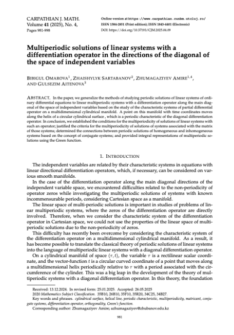 » Multiperiodic solutions of linear systems with a differentiation ...