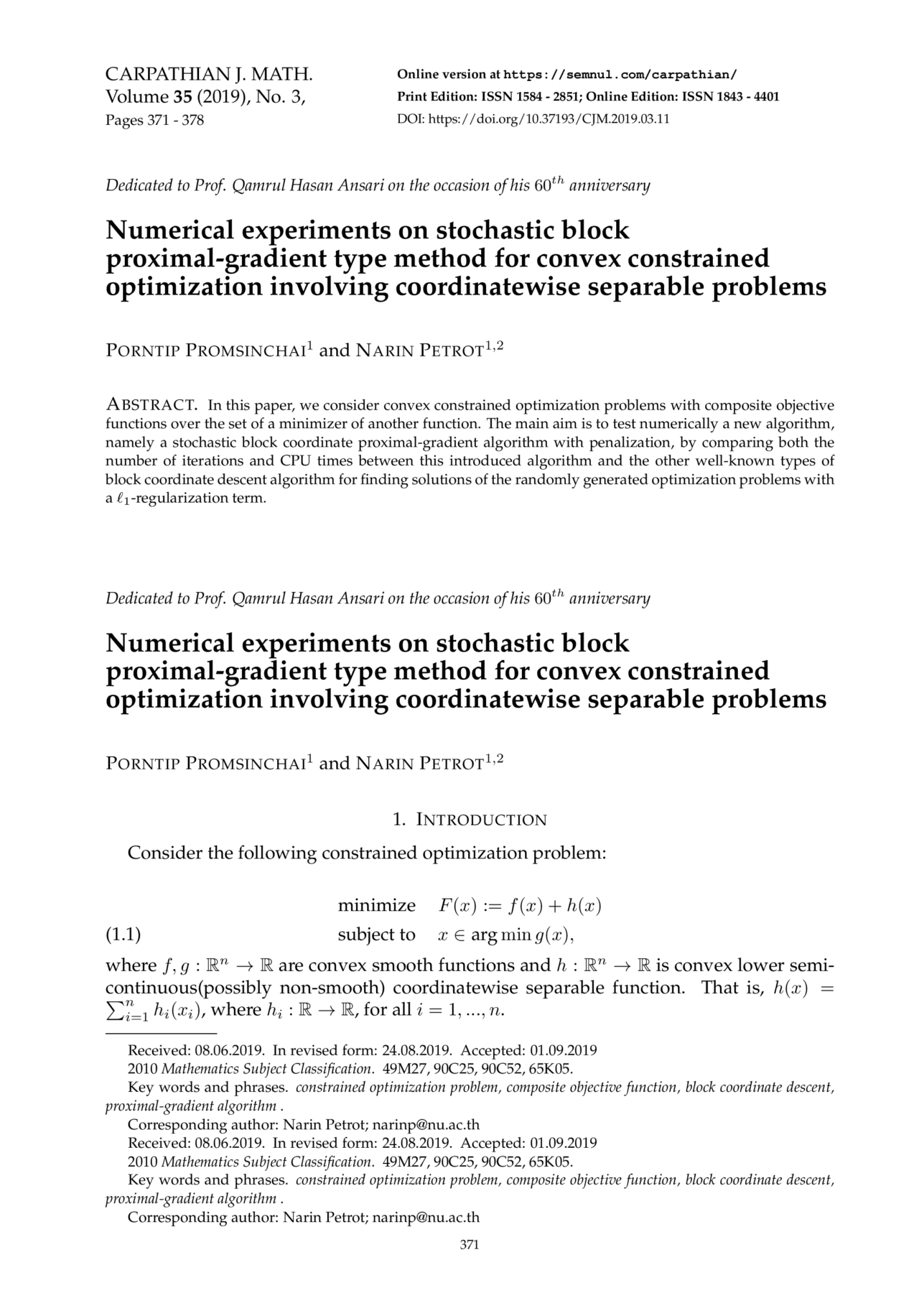 Numerical Experiments On Stochastic Block Proximal Gradient Type Method For Convex Constrained